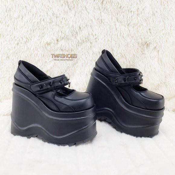Demonia | Shoes | Black Platform Wedge Maryjane Shoes Goth Punk | Poshmark